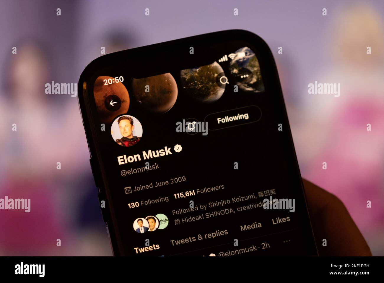 In this photo illustration, Elon Musk's Twitter account is seen ...