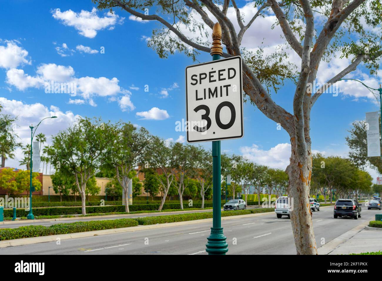 Anaheim, CA, USA – November 2, 2022: A 30 Speed Limit street sign ...