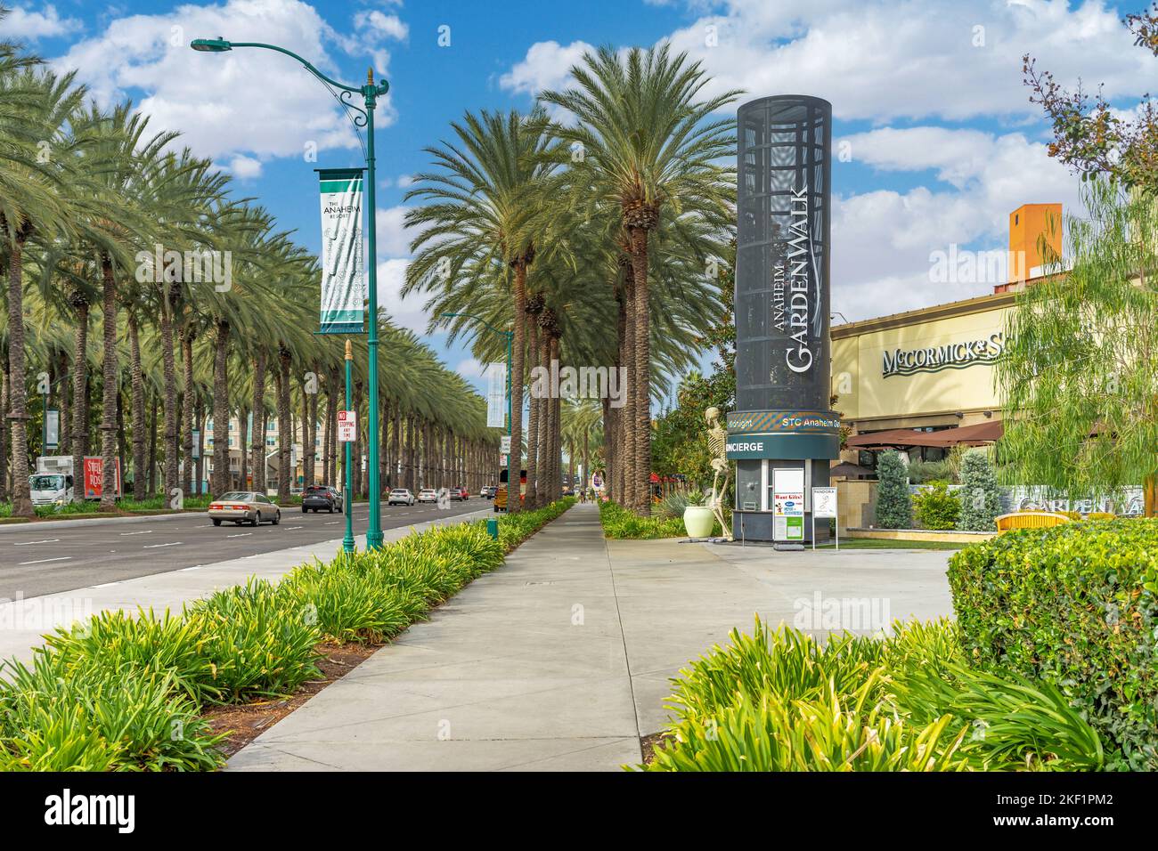 Anaheim, CA, USA – November 2, 2022: Street view of Katella Avenue with ...