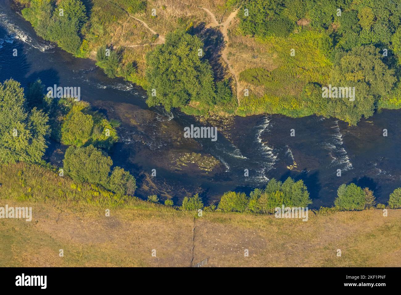 Aerial view, river Lippe, sliding bed, NSG Lippeaue, river and ...