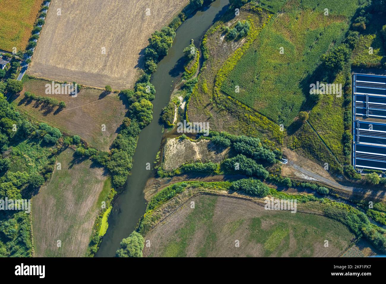Aerial view, Lippeverband sewage treatment plant Dattelner Mühlenbach ...