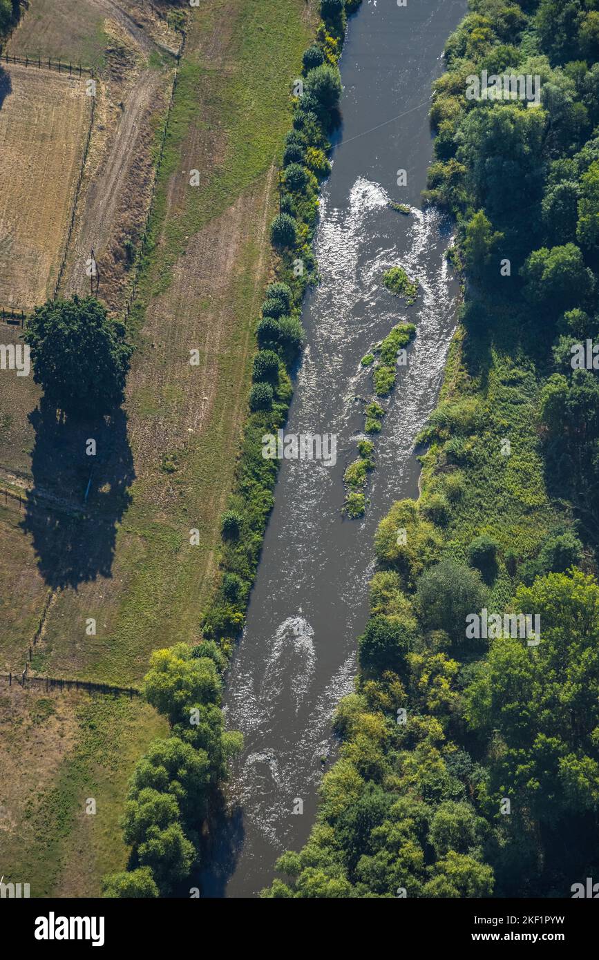 Aerial view, river and floodplain development of the Lippe Vogelsang ...