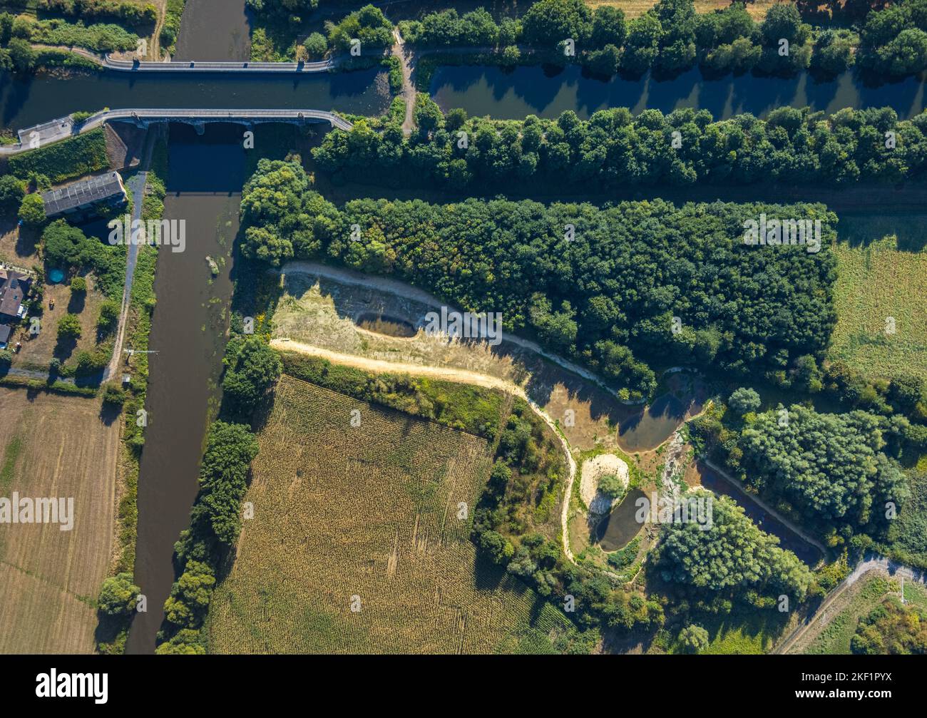 Aerial view, river and floodplain development of the Lippe Vogelsang ...