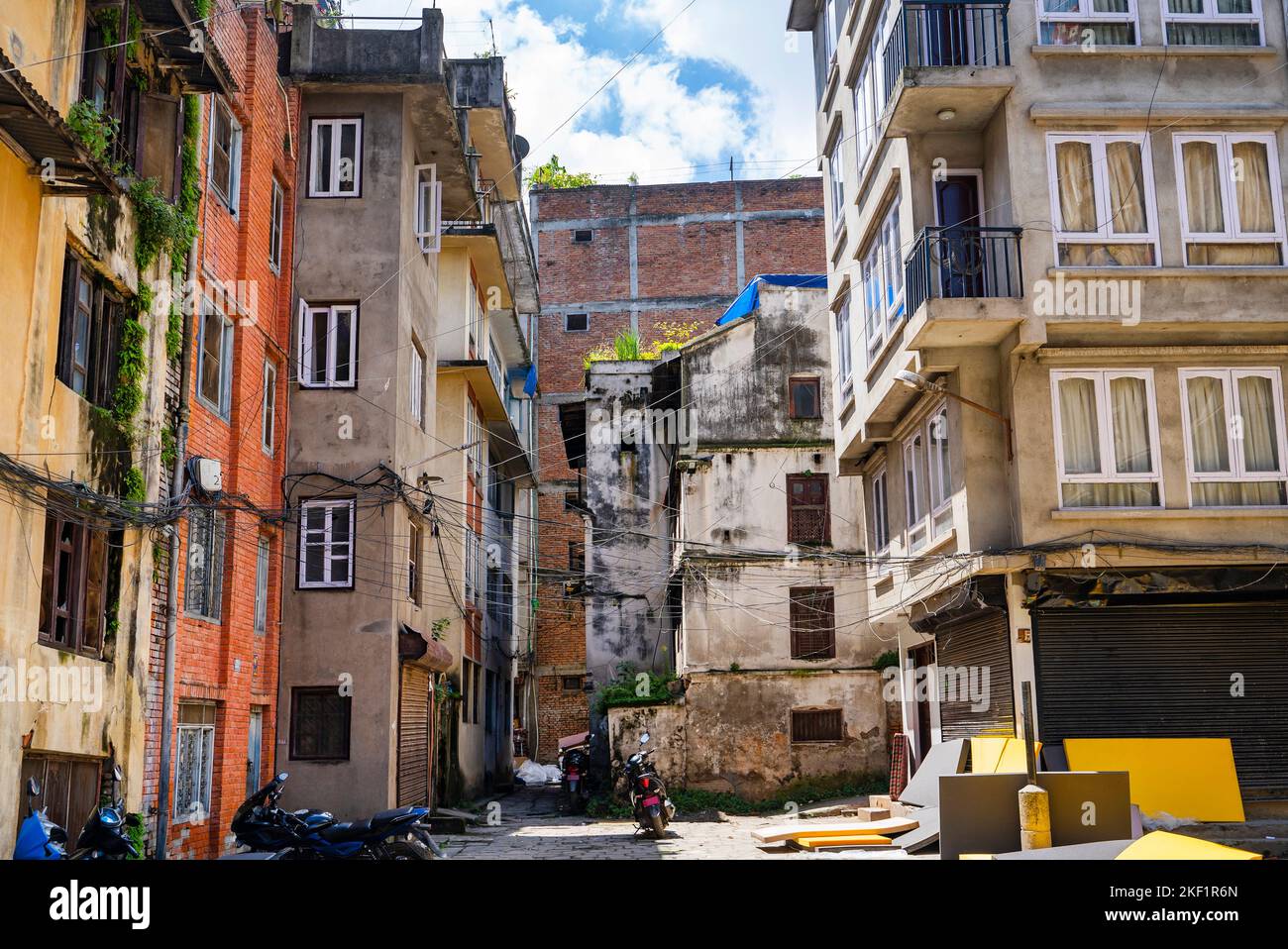 Residential buildings in the Thamel area of Kathmandu city, Nepal Stock ...