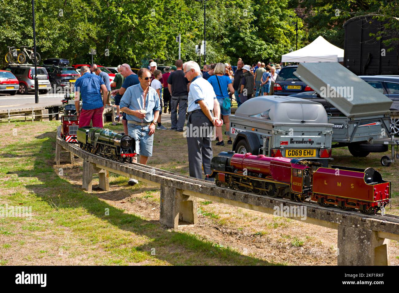 Model engineering live steam locomotives in action on the track at ...
