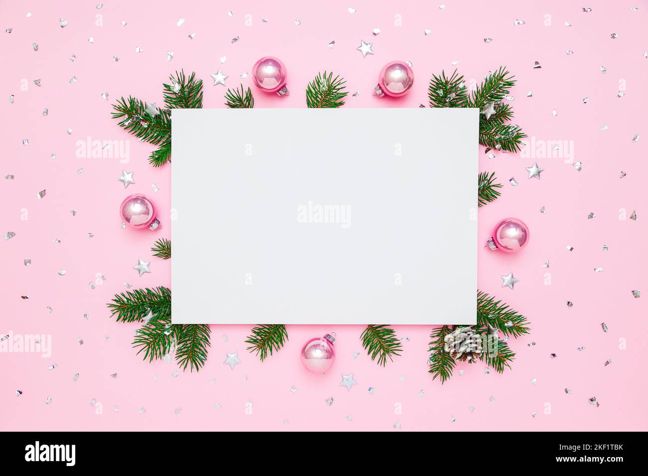Christmas, New Year holiday card with copy space for text. Blank white ...