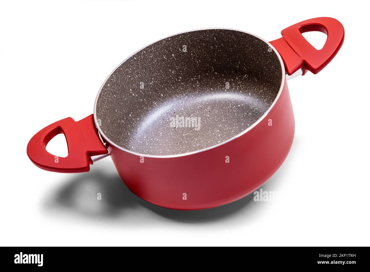 Modern red pan with non-stick coating on a white background Stock Photo ...