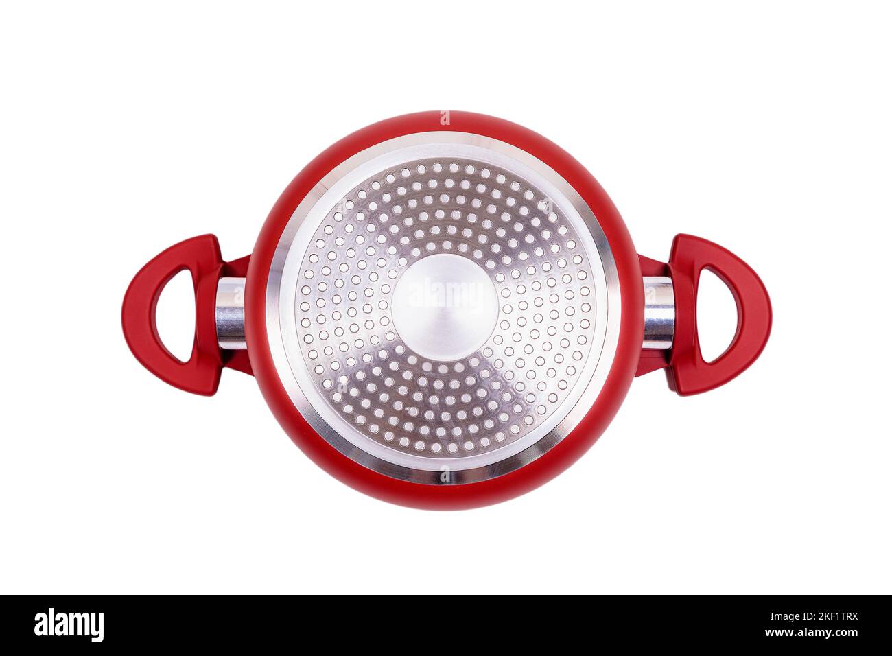Modern red pan with non-stick coating on a white background Stock Photo ...