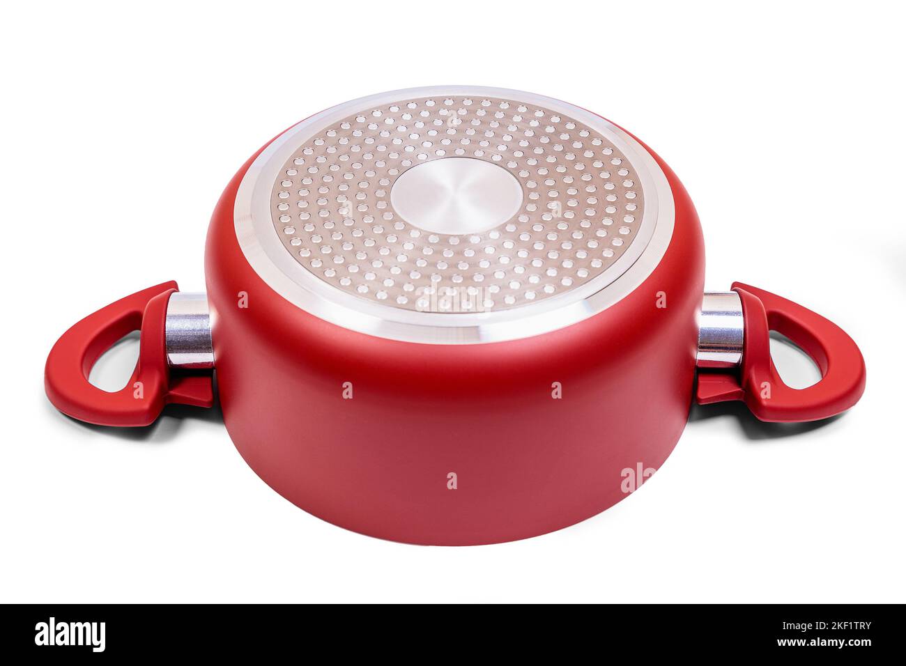 Modern red pan with non-stick coating on a white background Stock Photo ...