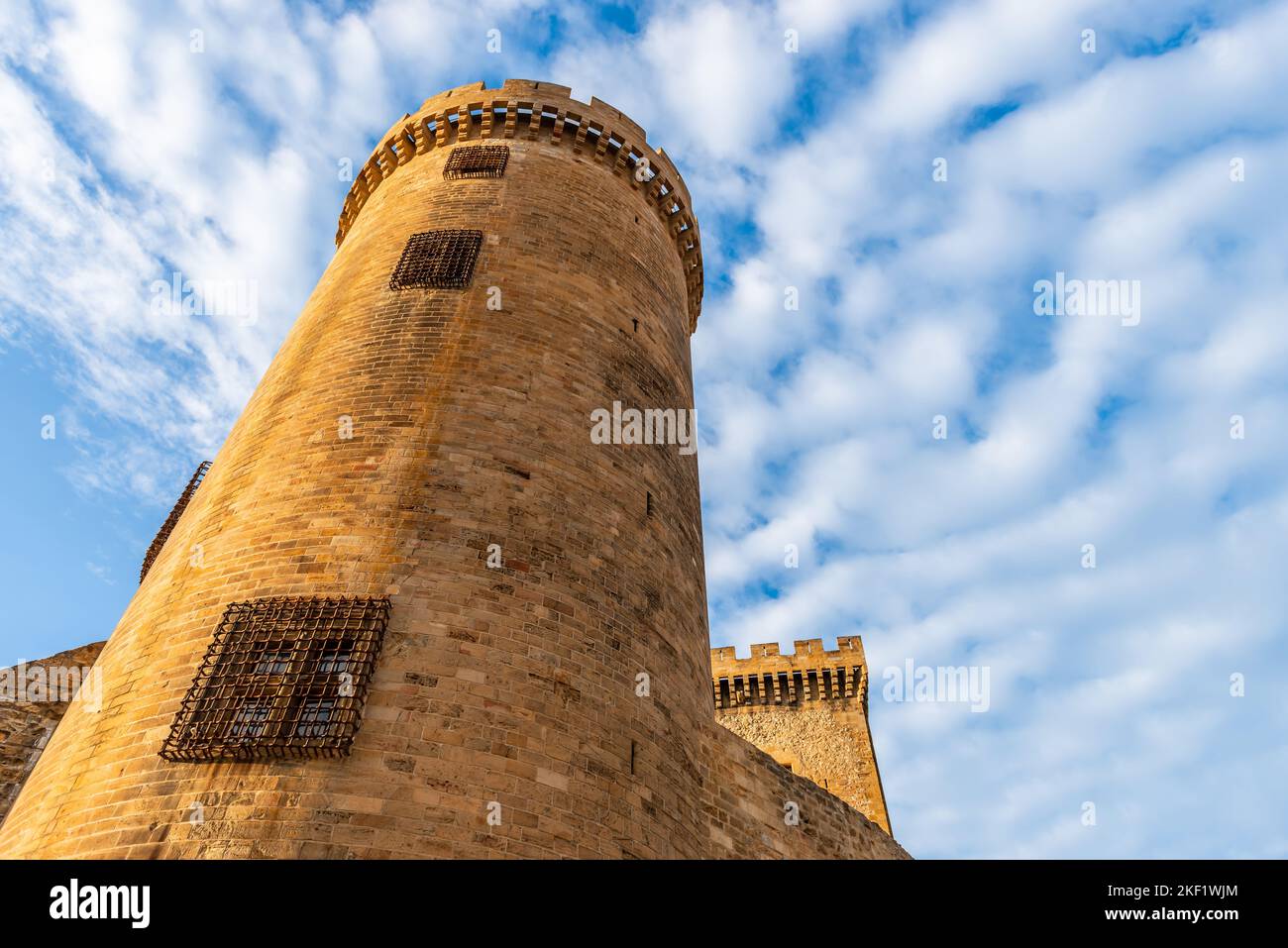 Round towers of the 10th century medieval castle of Foix, Ariège ...