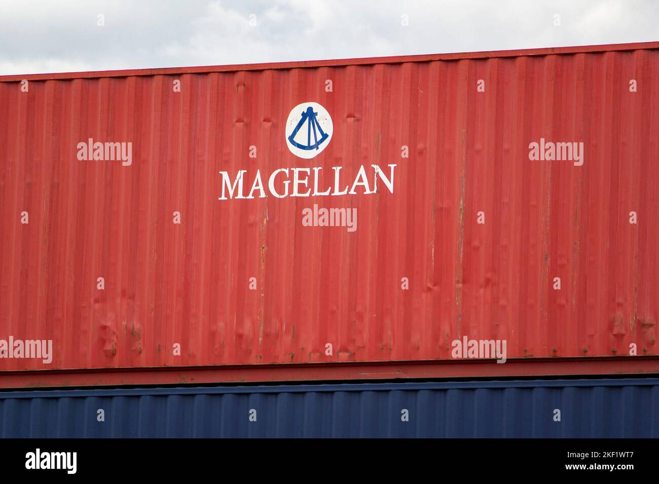 SENOV, CZECH REPUBLIC - SEPTEMBER 1, 2022: Red container of Magellan ...