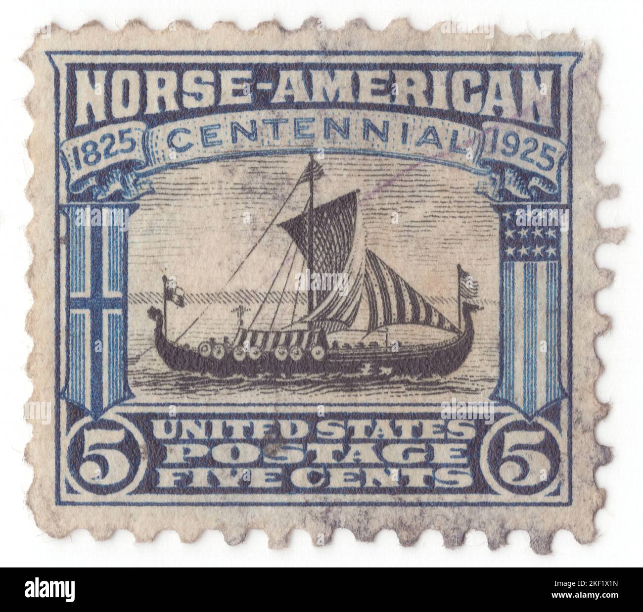 USA - 1925 May 2: An 5 cents blue and black postage stamp depicting the ...