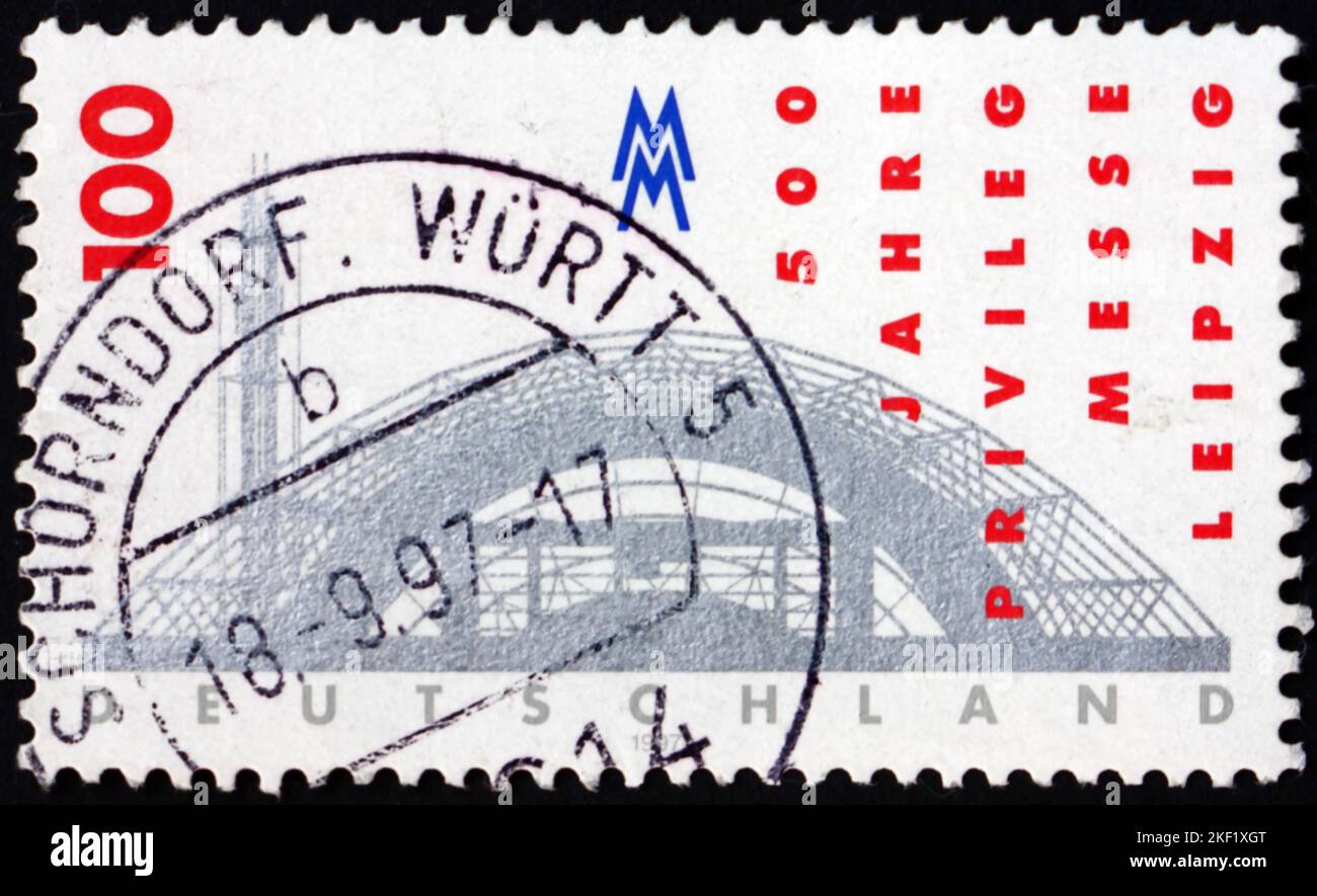 GERMANY - CIRCA 1997: a stamp printed in Germany shows Leipzig Fair ...