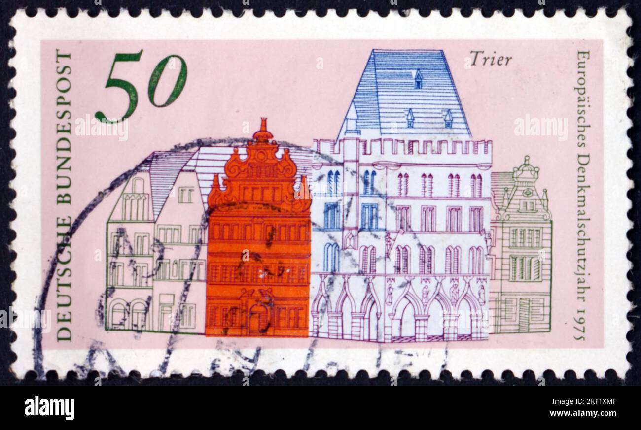 GERMANY - CIRCA 1975: a stamp printed in Germany shows town hall ...