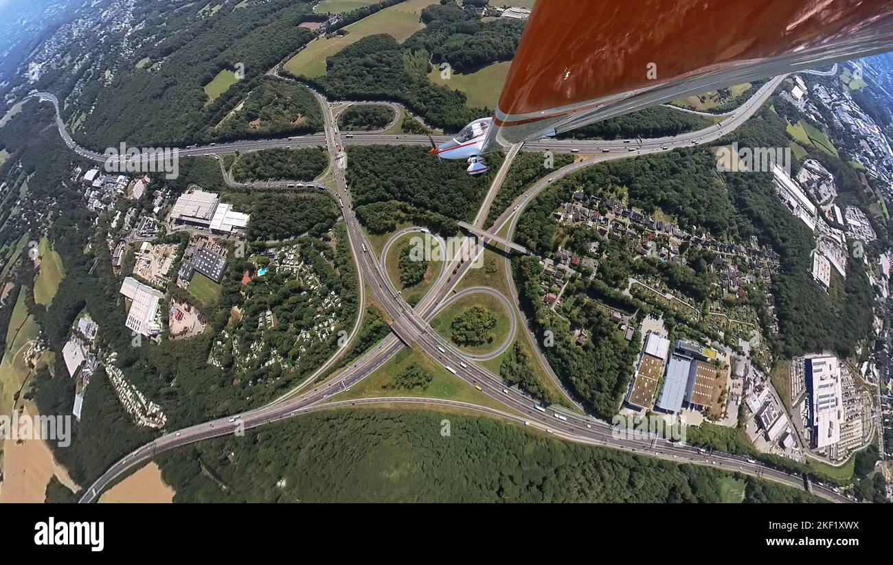 Freeway junction Wuppertal-Nord, freeway A1 and freeway A46, fisheye ...