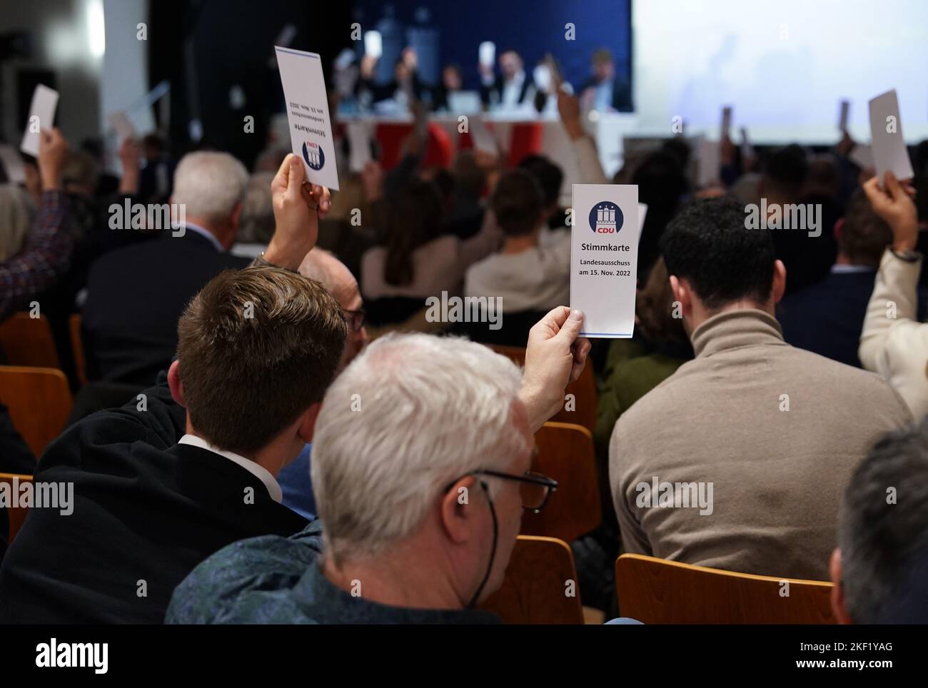 Hamburg, Germany. 15th Nov, 2022. Delegates vote on a motion at the ...