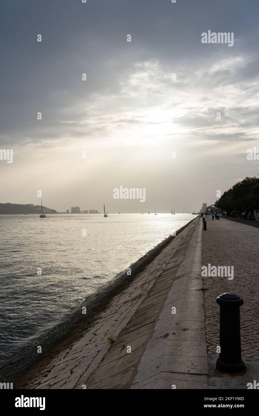 A storm approaching from the Atlantic viewed from the Tejo Promenade ...