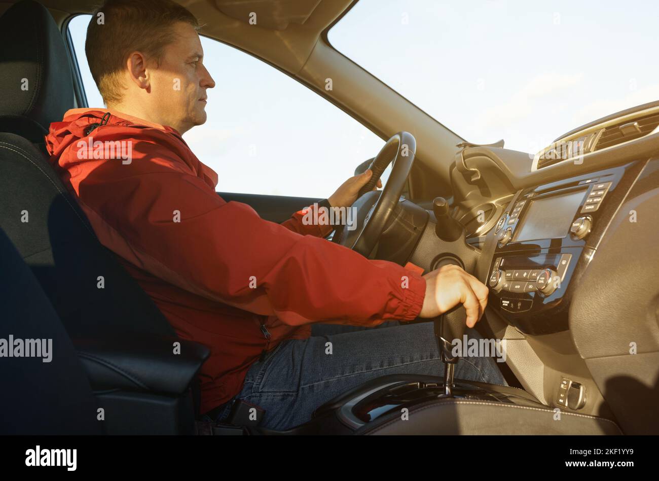 The driver activates the drive option in the automatic transmission ...