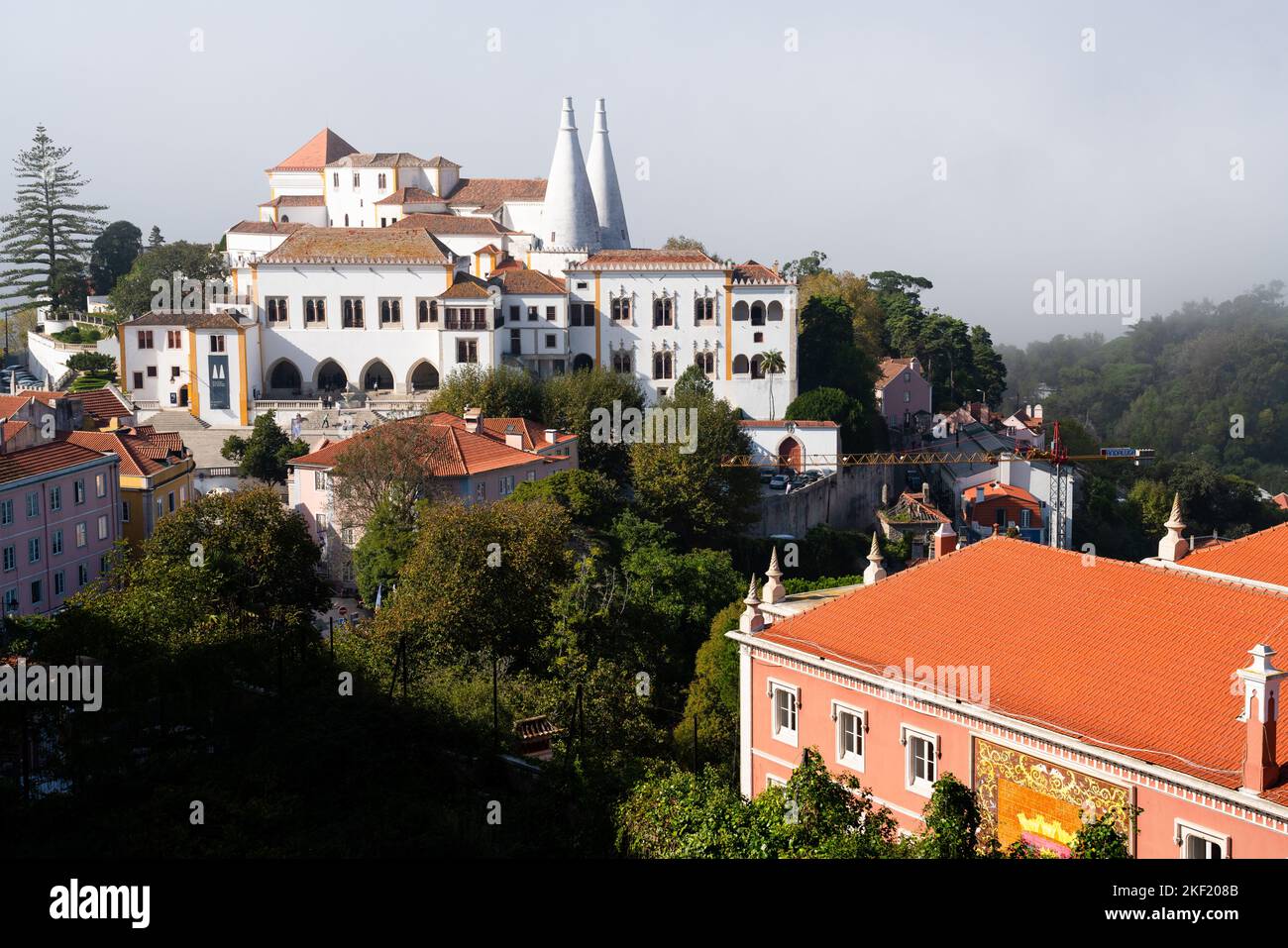 The 11th century Moorish Sintra National Palace (Palácio Nacional de ...