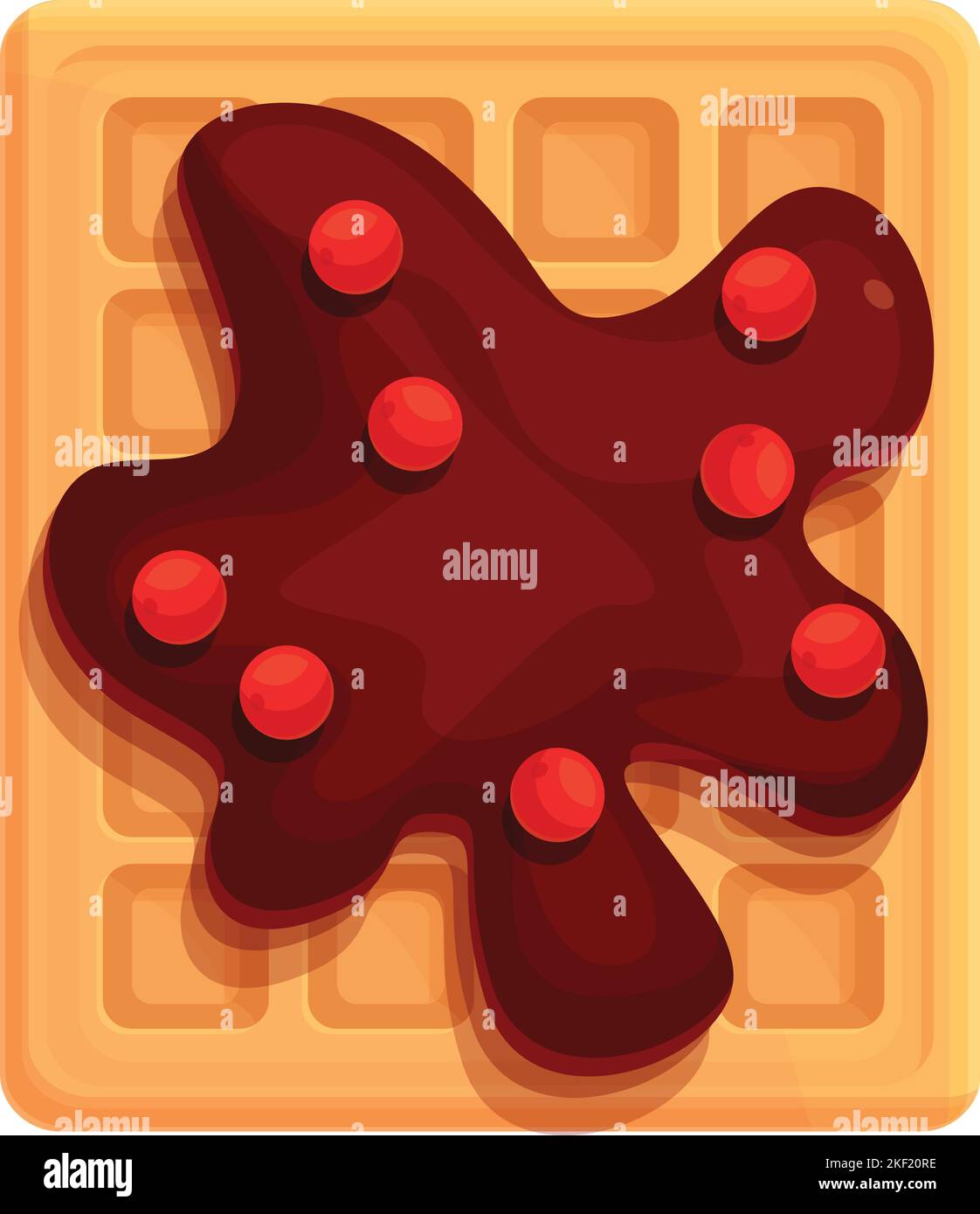 Red berry waffle icon cartoon vector. Belgian food. Sweet wafer Stock ...