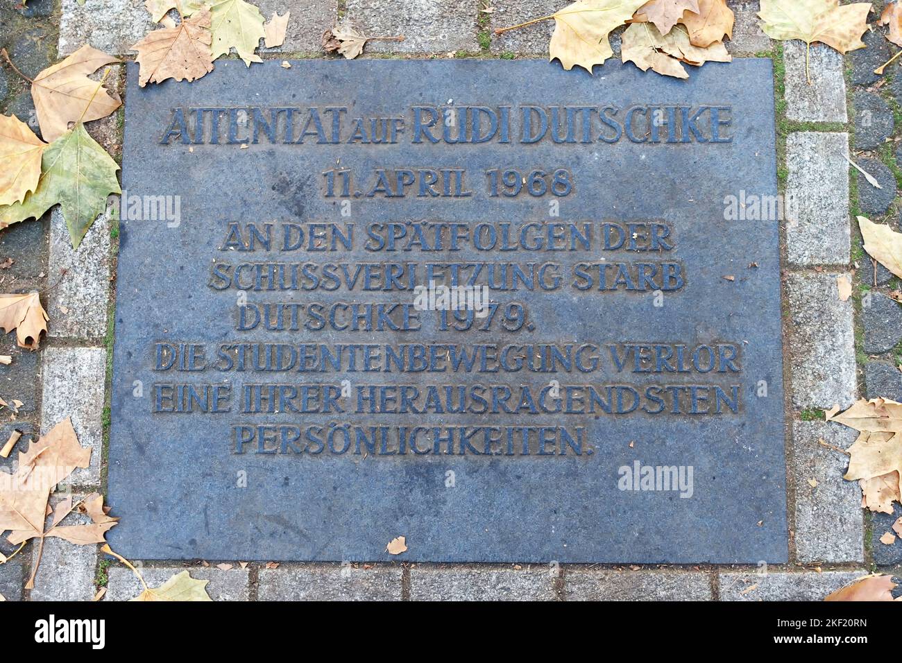 Memorial plaque, Rudi Dutschke, Berlin, Germany Stock Photo - Alamy