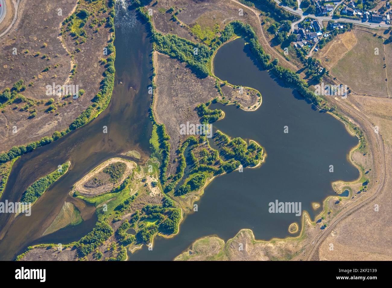 Aerial view, Lippe estuary area, Lippe estuary nature reserve, river ...