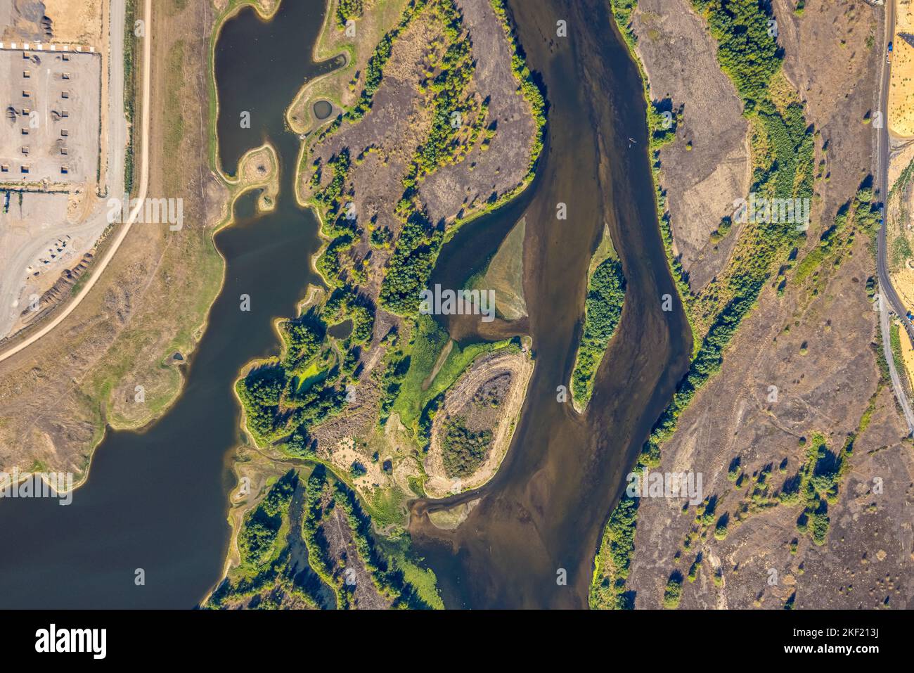 Aerial view, Lippe estuary area, Lippe estuary nature reserve, river ...