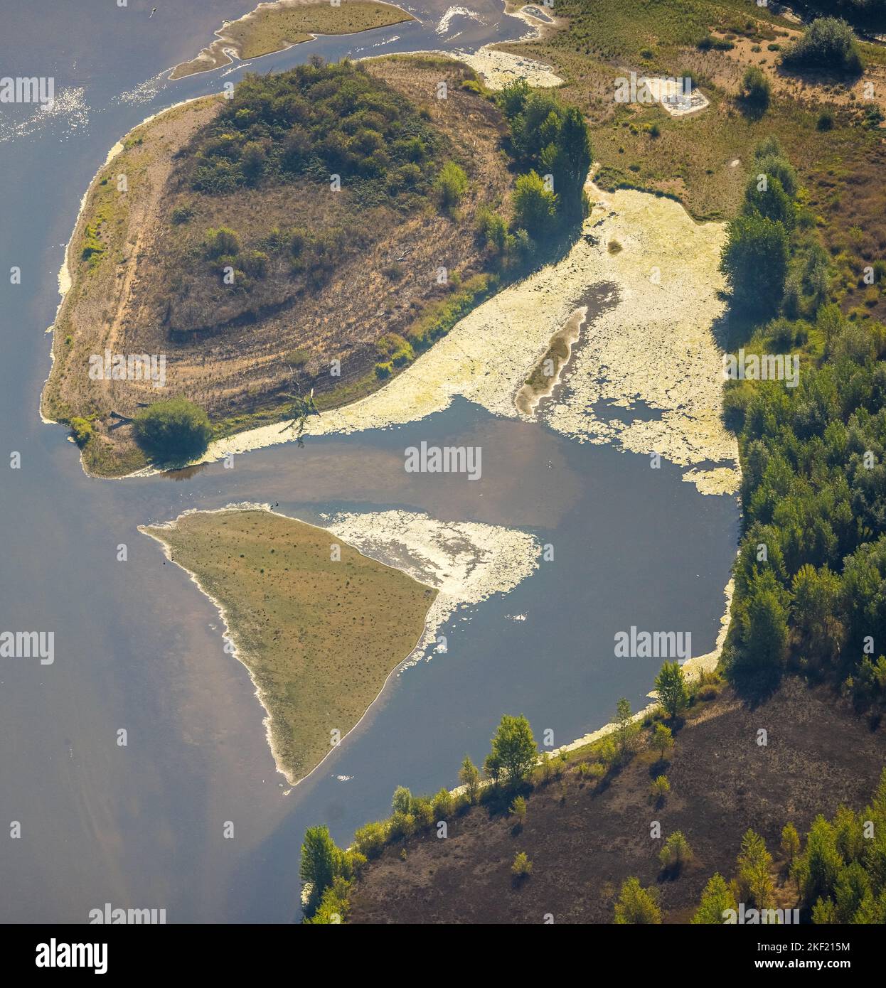 Aerial view, Lippe estuary area, Lippe estuary nature reserve, river ...