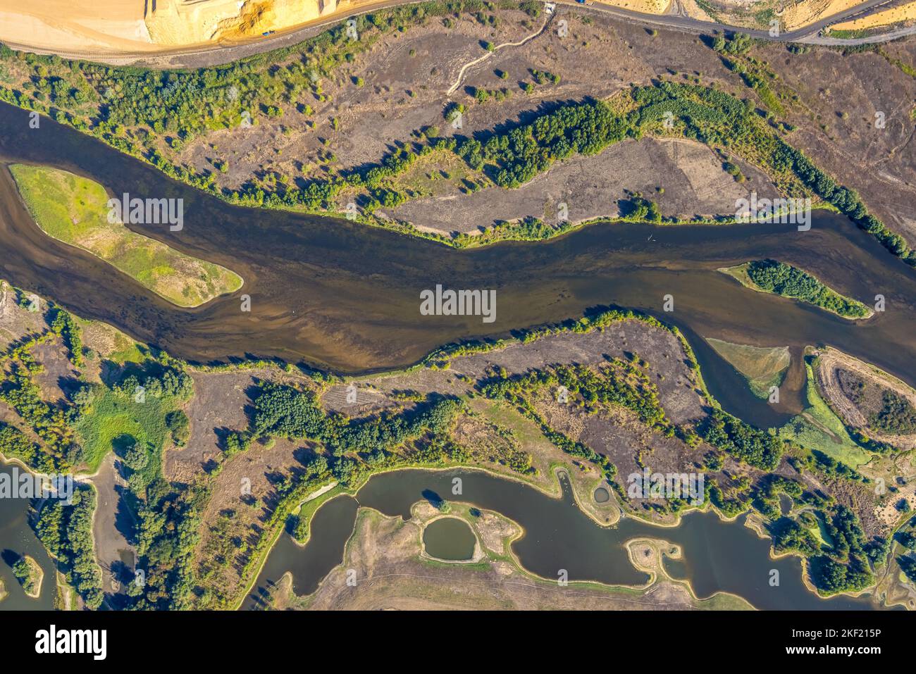 Aerial view, Lippe estuary area, Lippe estuary nature reserve, river ...
