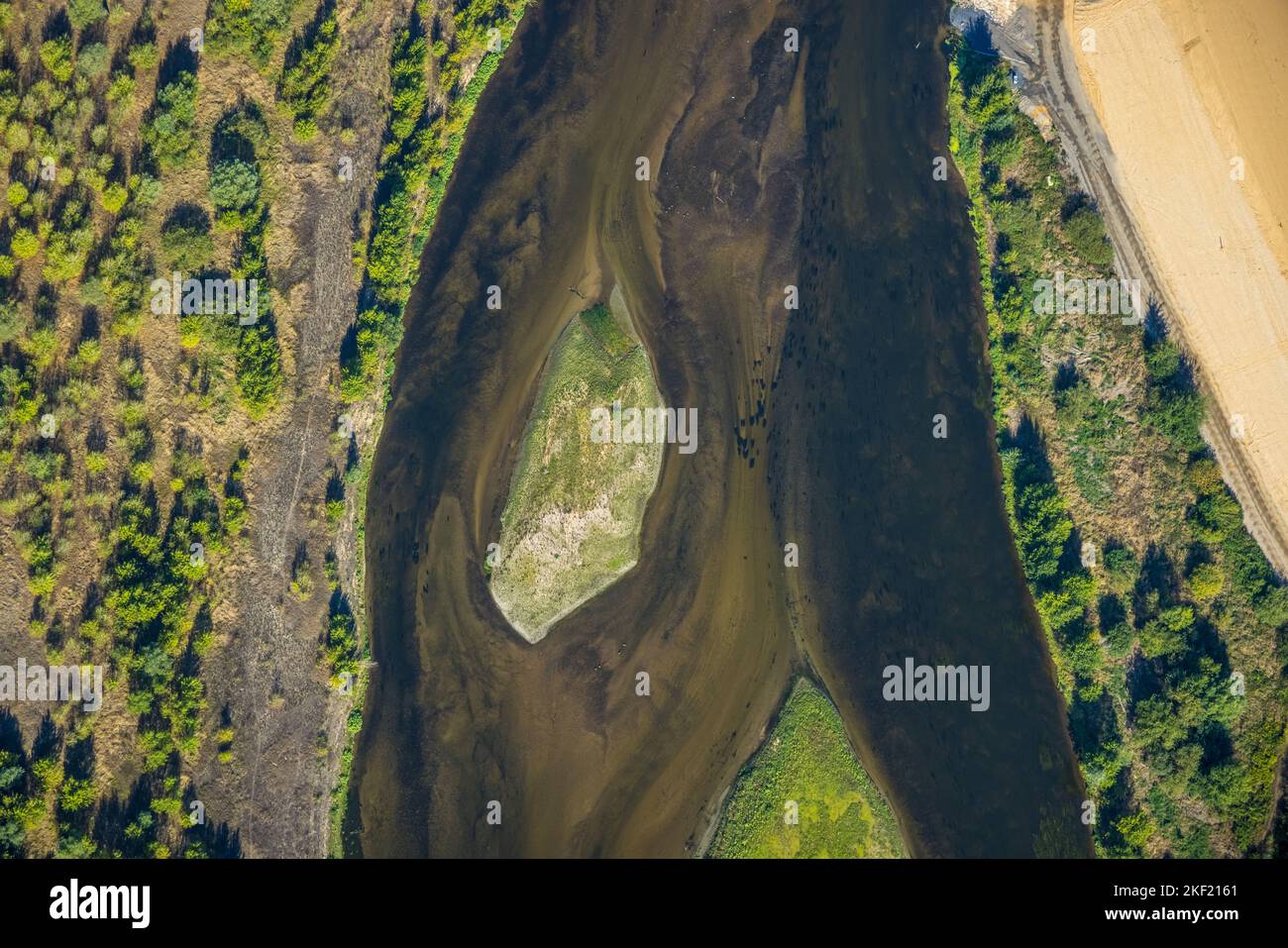 Aerial view, Lippe estuary area, Lippe estuary nature reserve, river ...