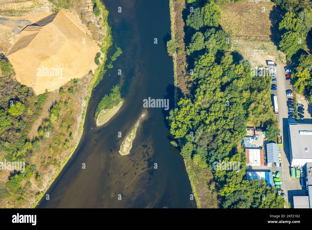 Aerial view, Lippe estuary area, Lippe estuary nature reserve, river ...