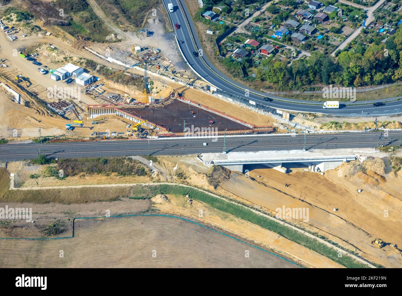 Aerial View Lippe Estuary Area Construction Site And New Construction