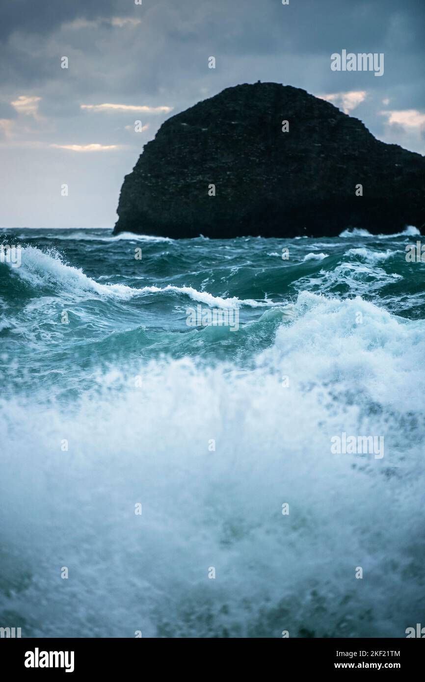 Stormy seas at Trebarwith Strand in Cornwall, England, UK Stock Photo ...