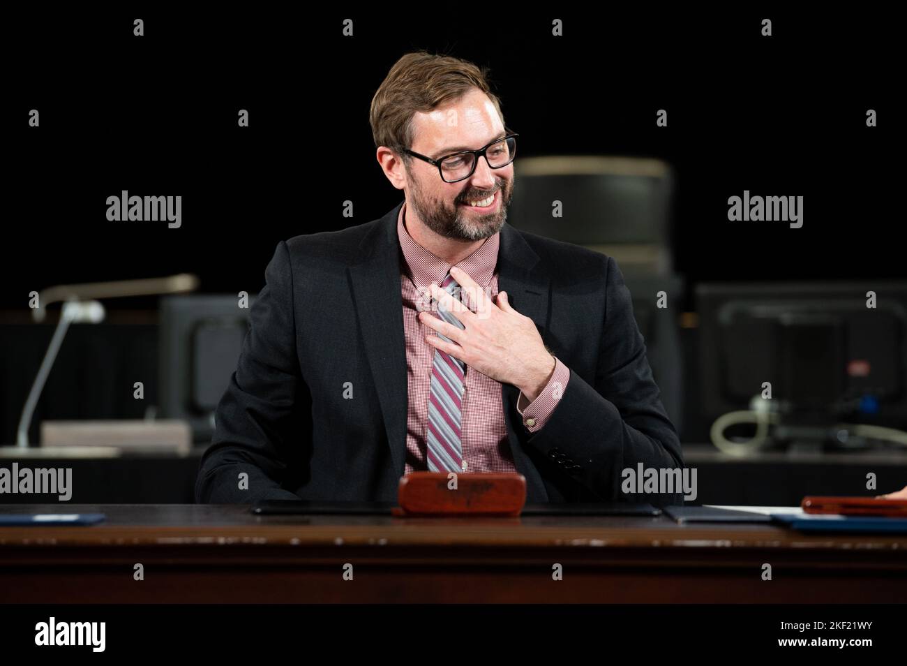 Ottawa City Councillor for Capital Ward Shawn Menard adjusts his tie ...