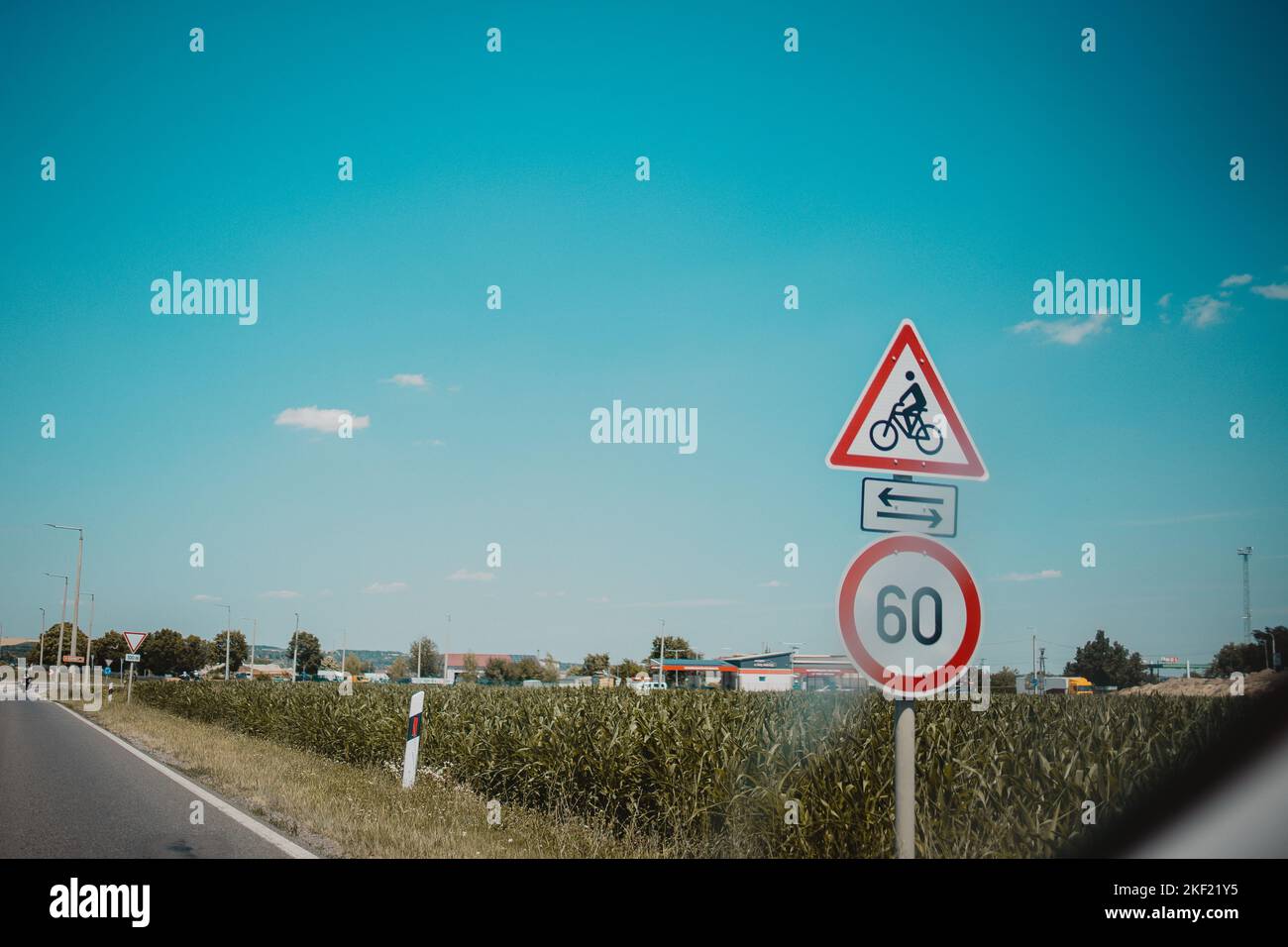 A beautiful shot of a highway and traffic signs in Austria Stock Photo ...