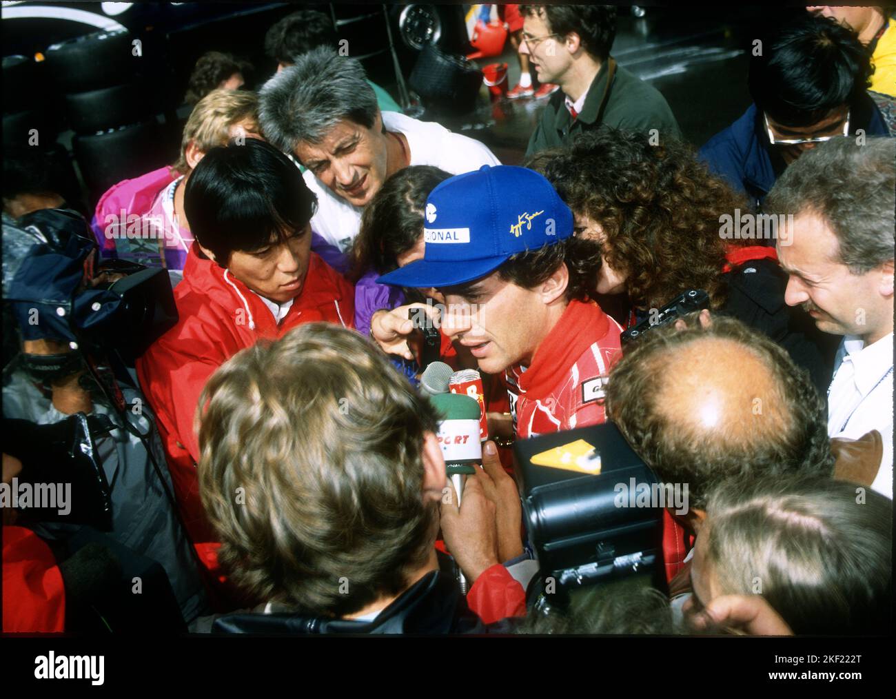AYRTON SENNA MCLAREN IS MOBBED BY REPORTERS, Belgium Formula One Grand ...
