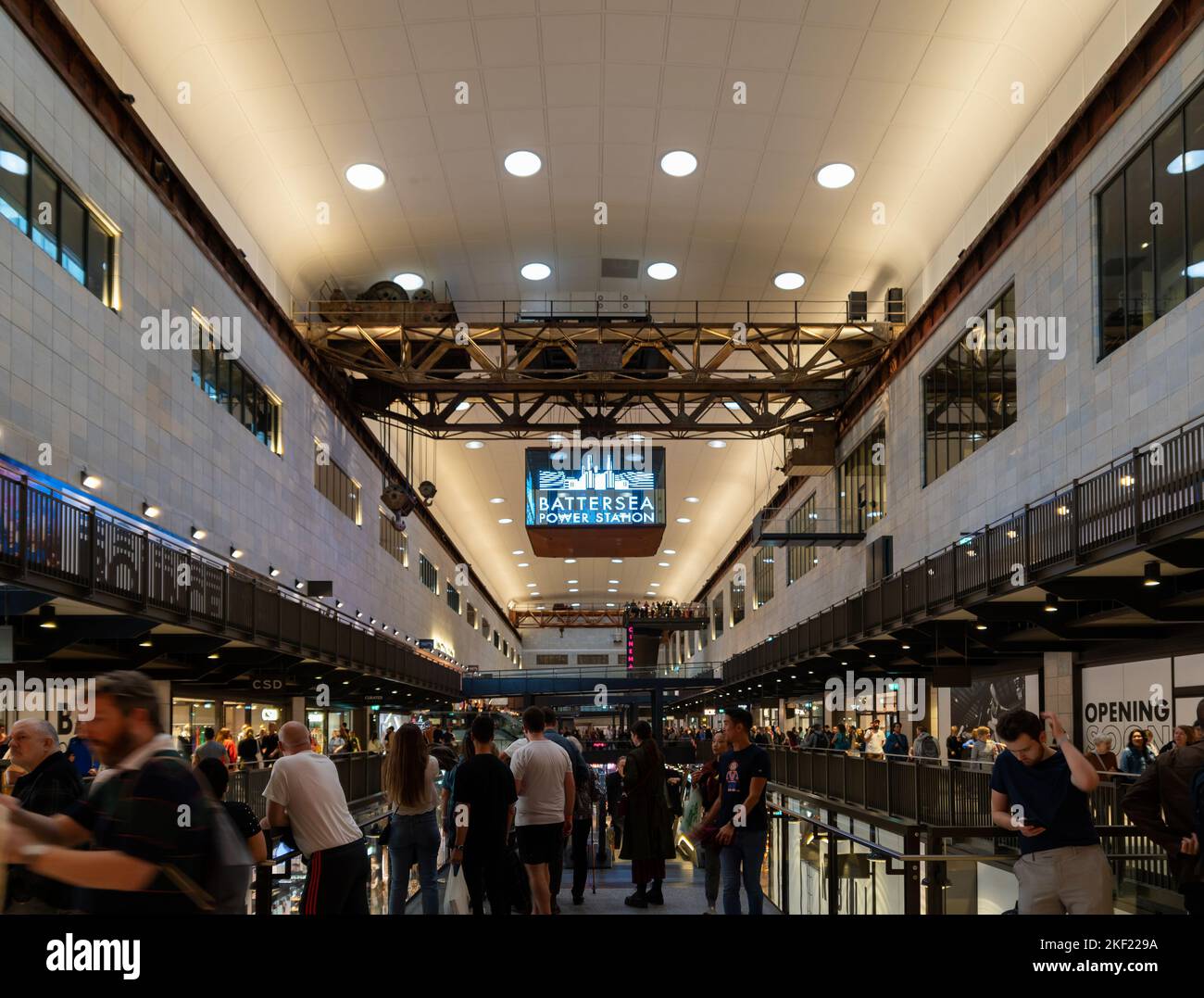 Shoppers and tourists in Shopping Mall inside Battersea Power Station ...