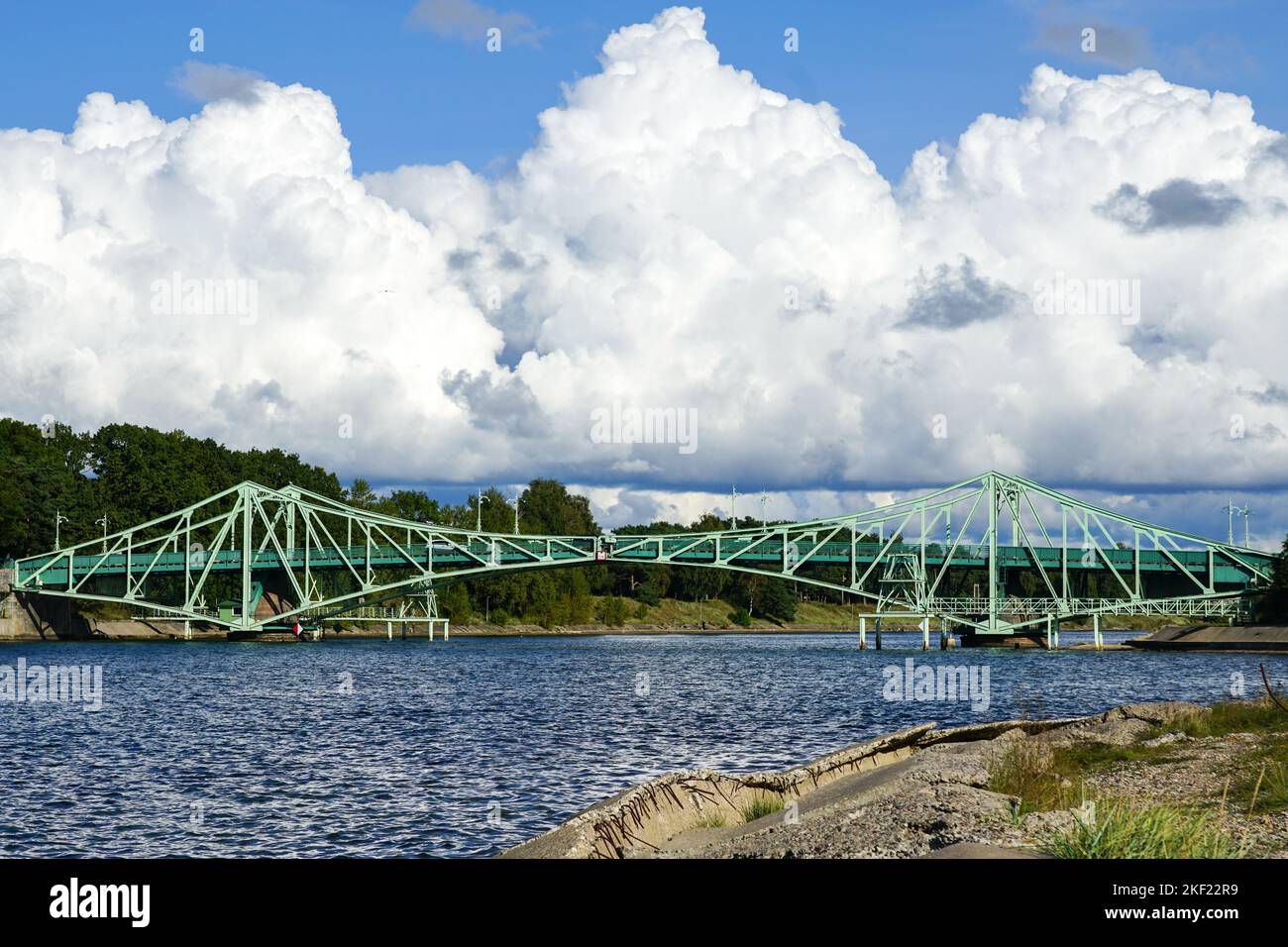 Oskara Kalpaka bridge, historical rotatable riveted steel construction ...