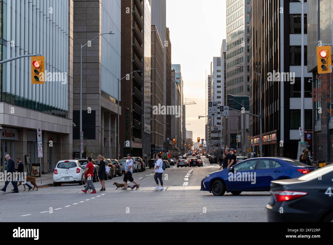 Ottawa, Canada - November 5, 2022: People crossing road in downtown ...