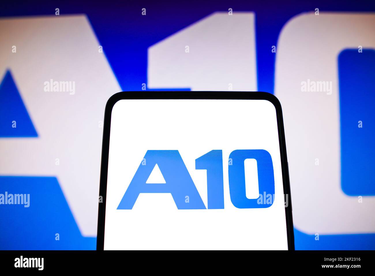 In this photo illustration, the A10 Networks logo is displayed on a ...