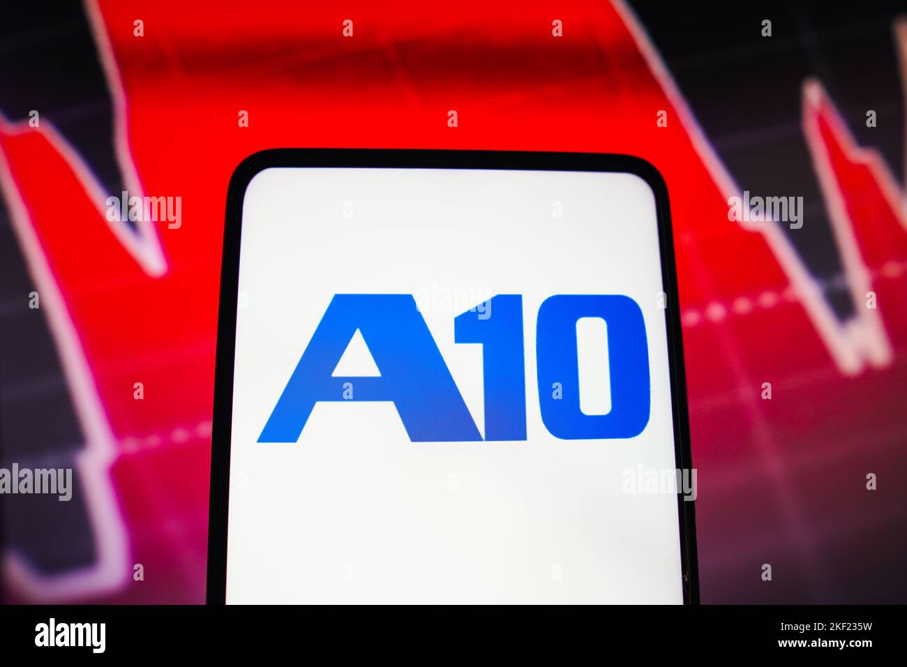 In this photo illustration, the A10 Networks logo is displayed on a ...