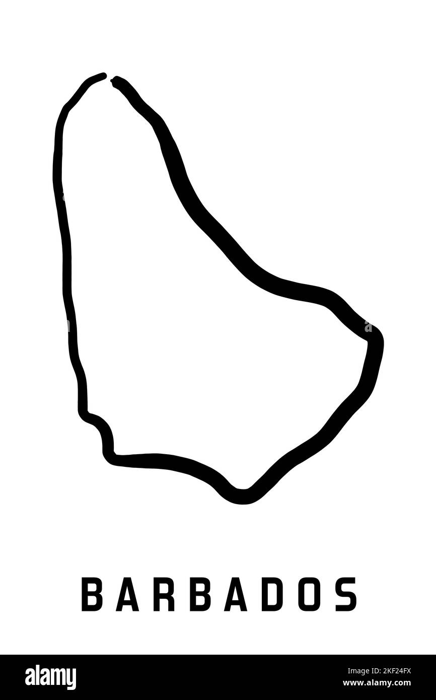 Barbados island map simple outline. Vector hand drawn simplified style ...