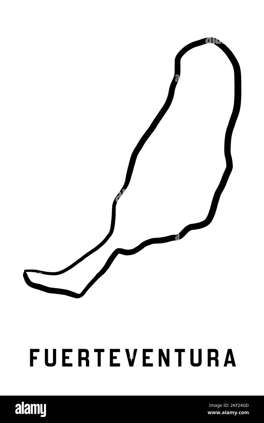 Fuerteventura island map simple outline. Vector hand drawn simplified ...