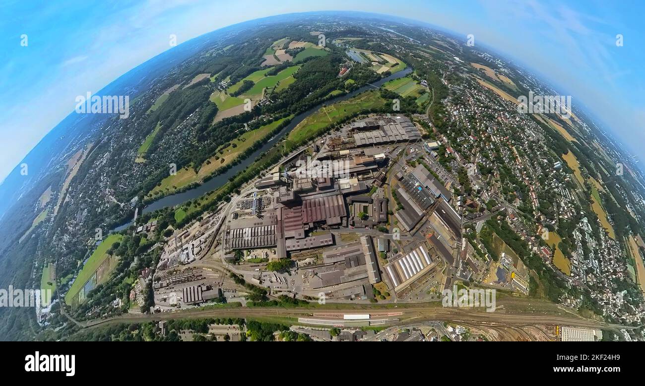 River ruhr and meadow with colliery nachtigall hi-res stock photography ...