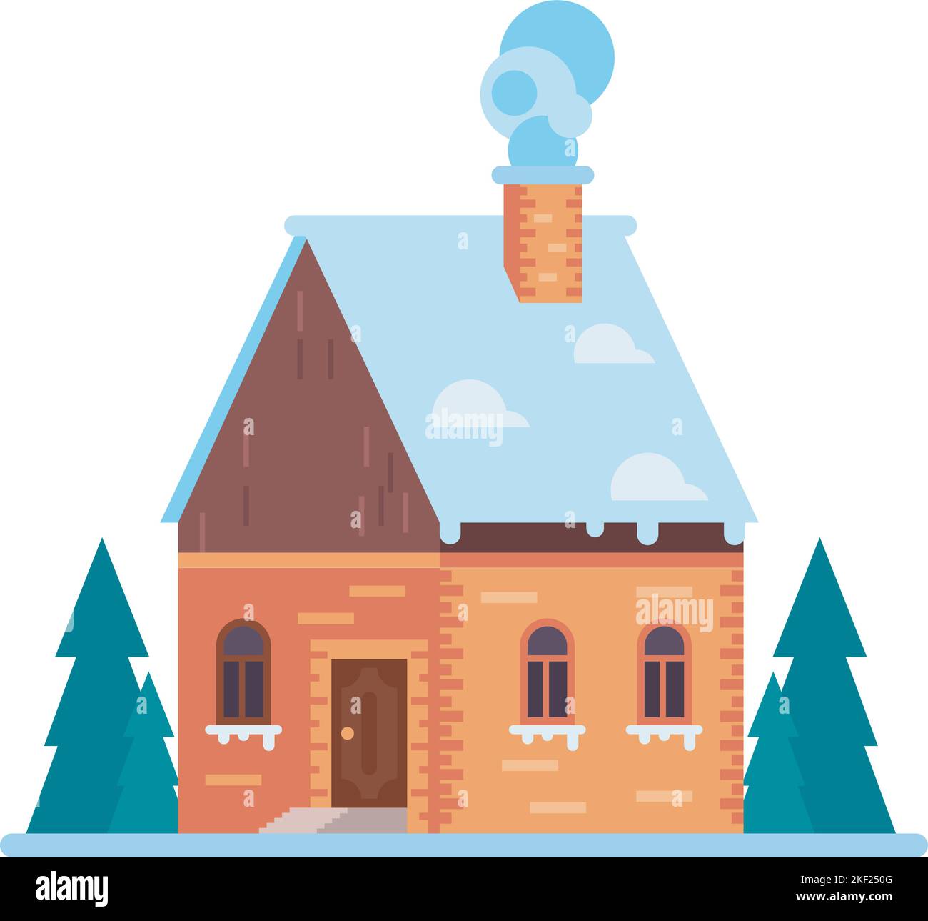 Cozy winter yellow house Stock Vector Images - Alamy