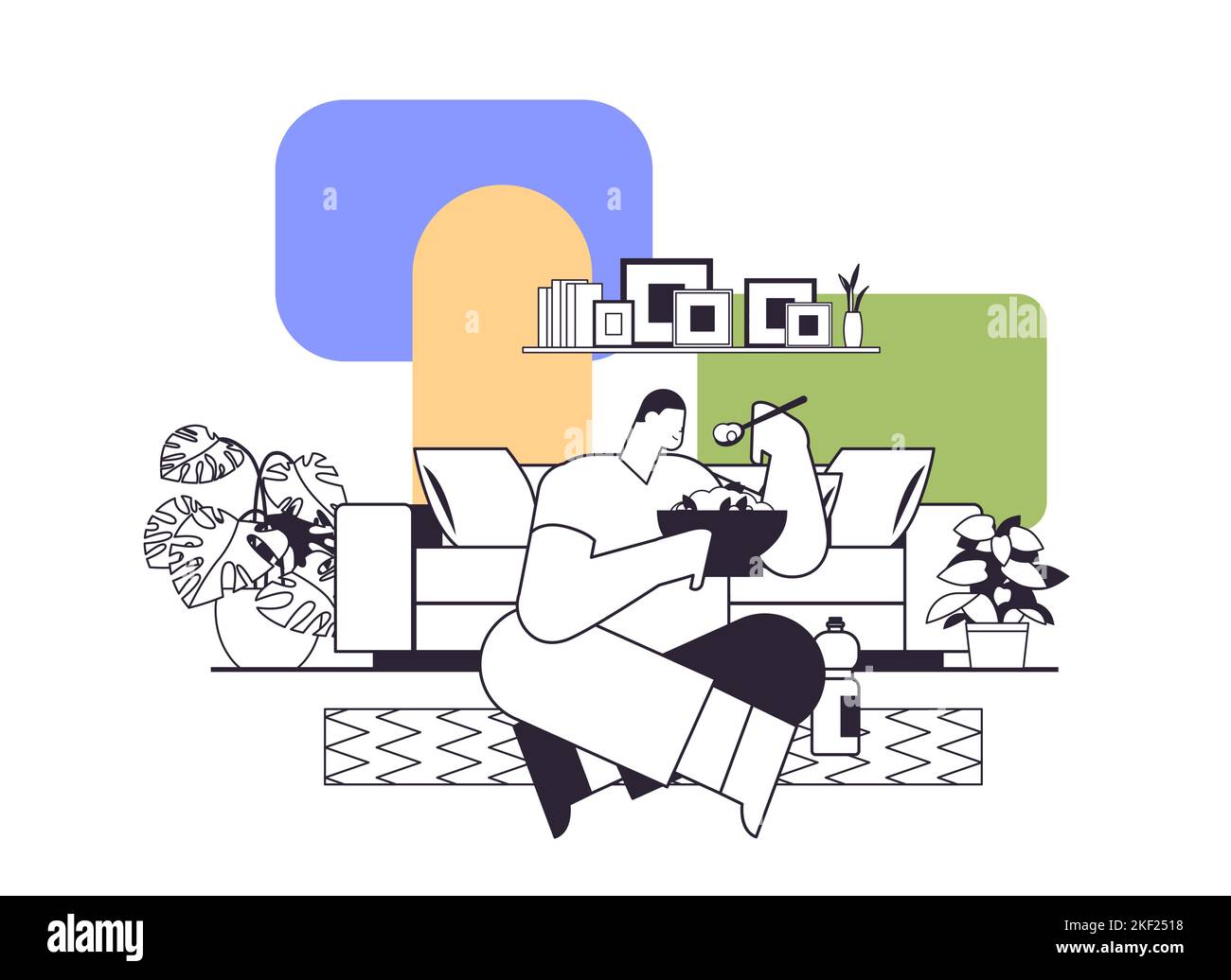 man eating fresh vegetable salad guy having dinner healthy nutrition ...