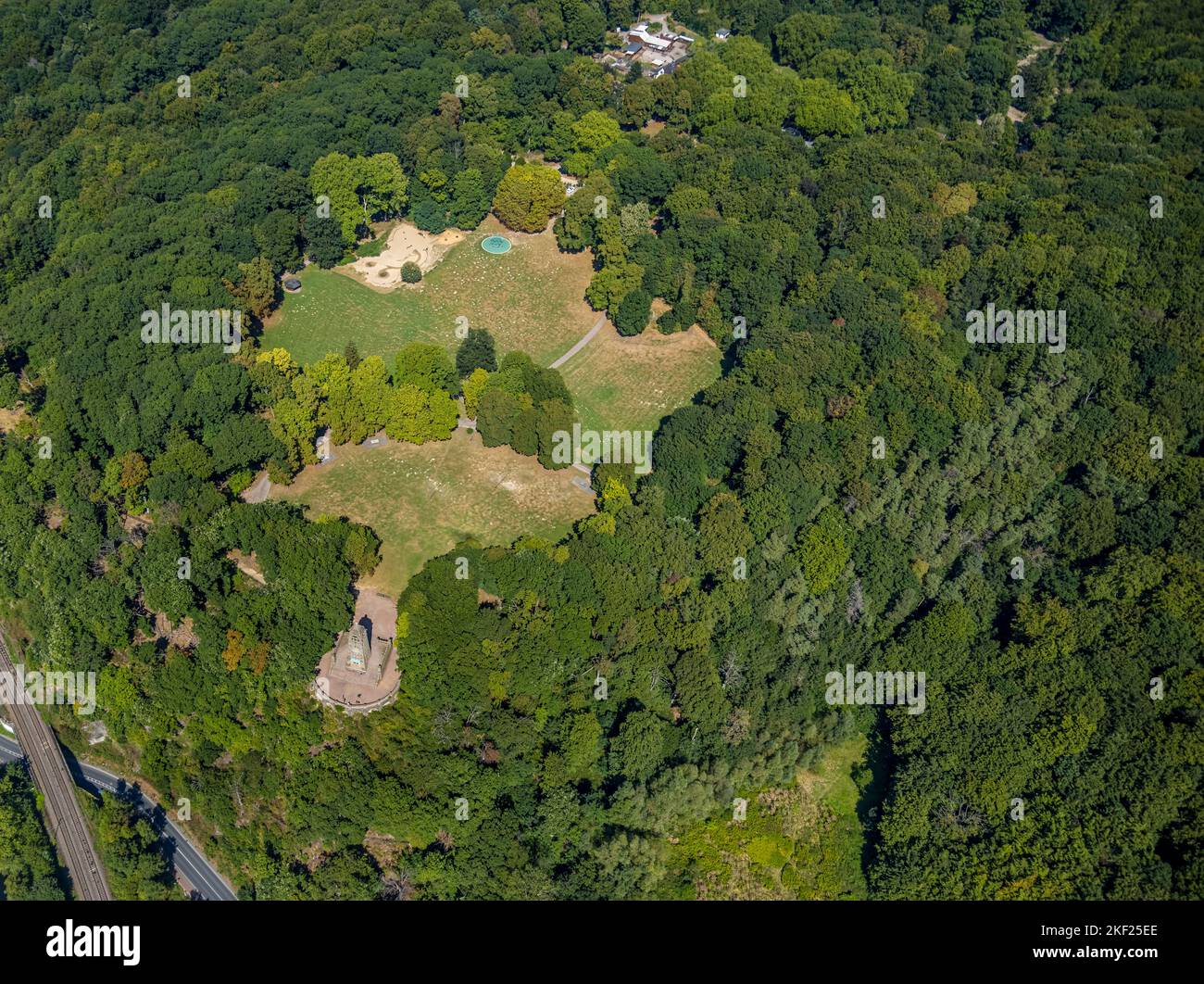 Aerial view, Hohenstein with Berger monument and children playground ...
