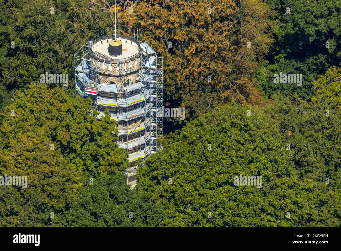 Aerial view, shrouded Helen's Tower, redevelopment, Witten, Ruhr area ...