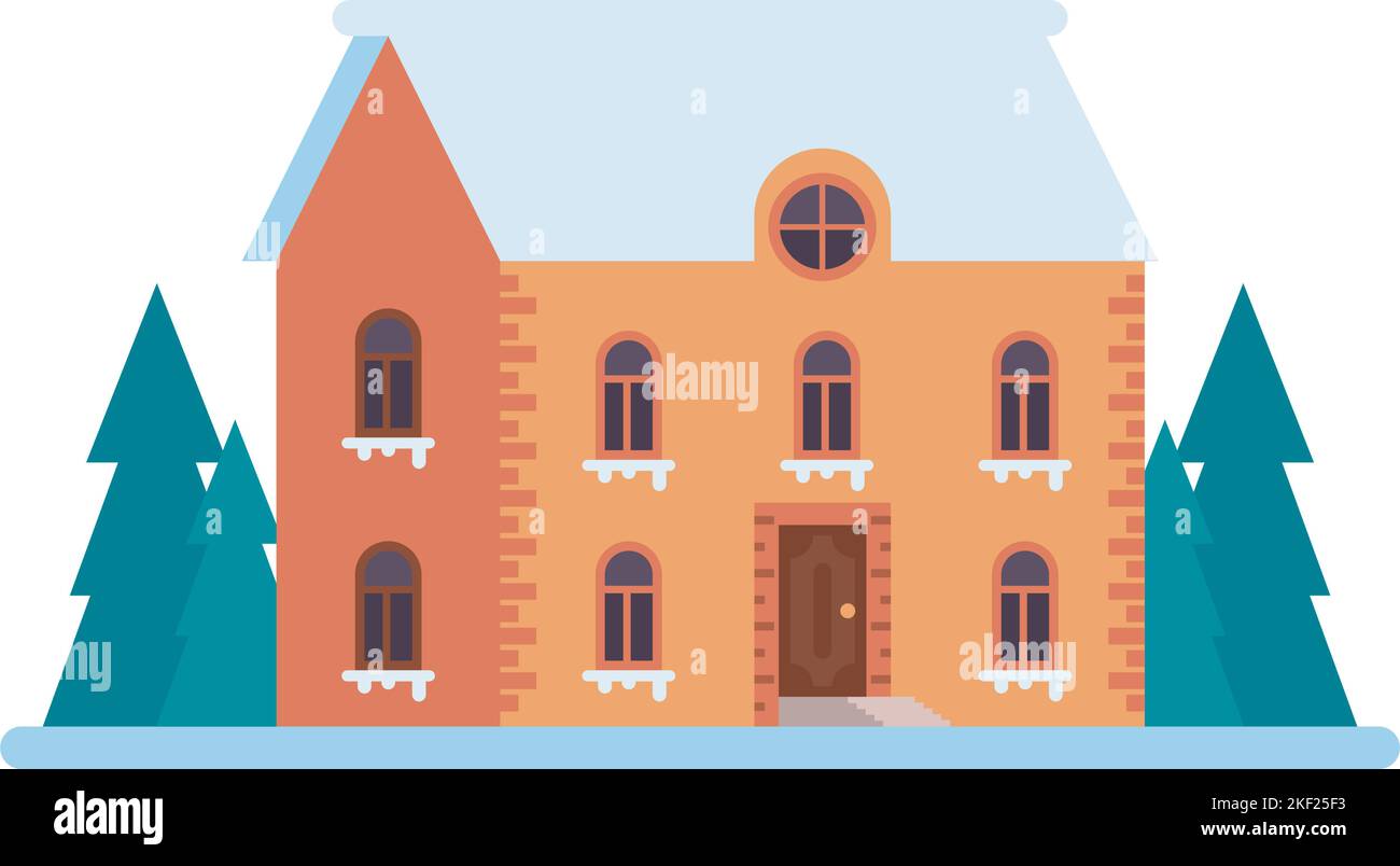 Cozy winter yellow house Stock Vector Images - Alamy