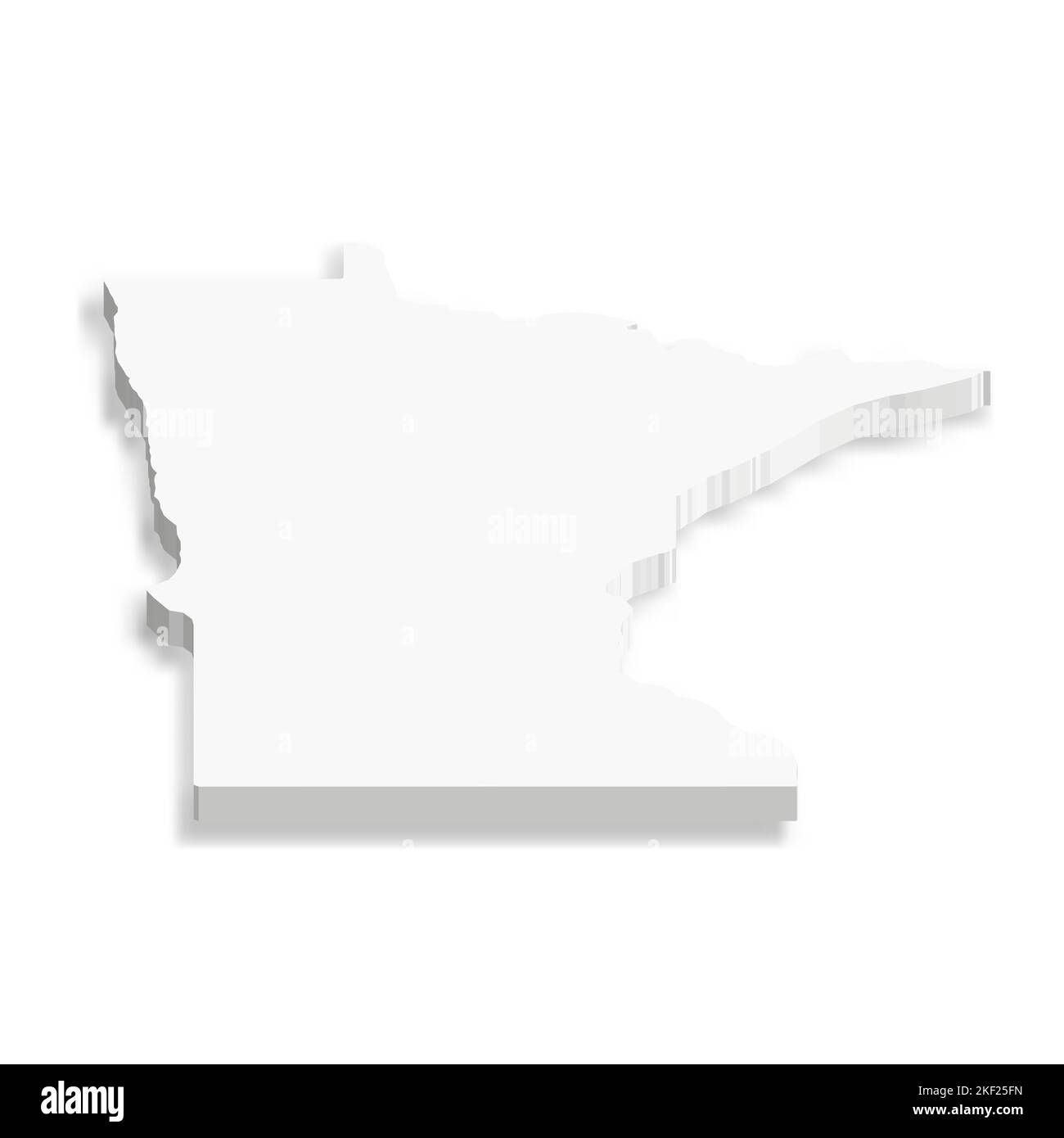 Minnesota, state of USA - white vector 3D map of country area Stock ...